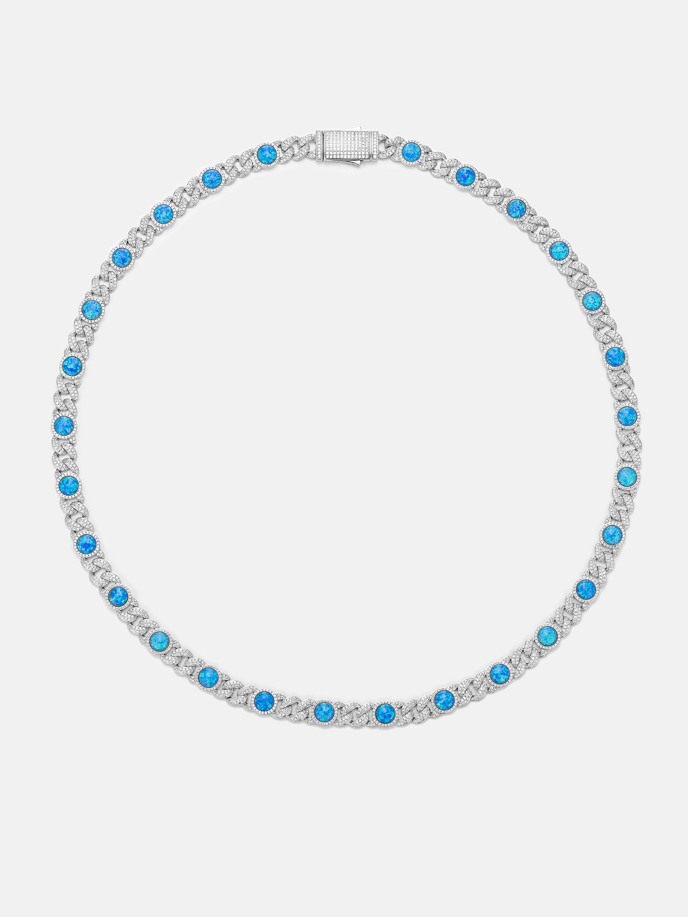 8mm Moissanite & Blue Opal Classic Cuban Chain – ICEGIANT