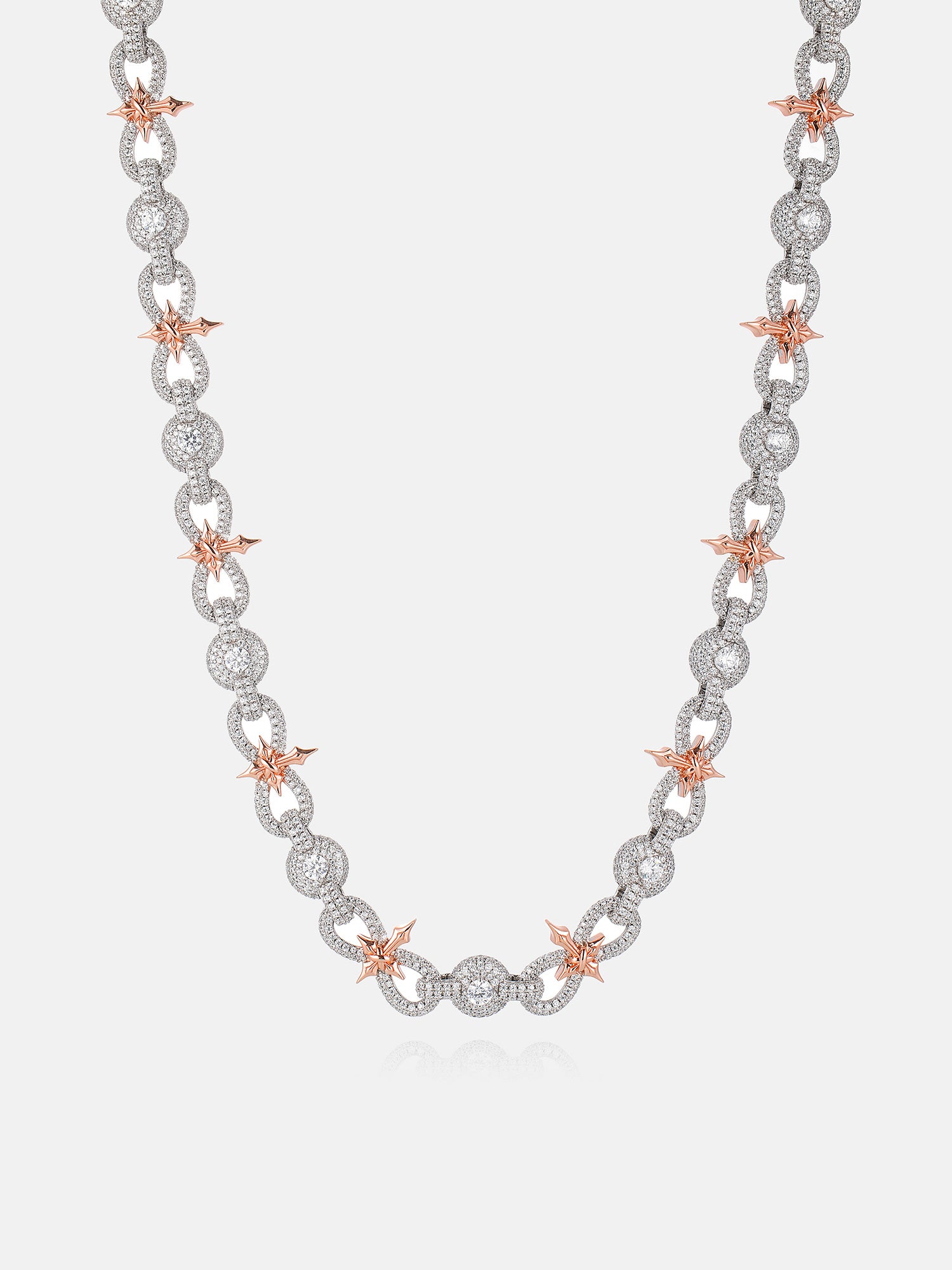 Moissanite Cross & Infinity Link Chain - 12MM Two Tone | ICEGIANT