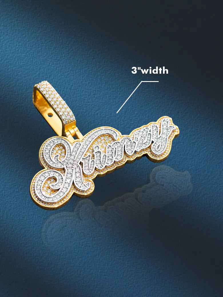 S925 Silver Custom Two-layer Cursive Script Name Pendant – ICEGIANT