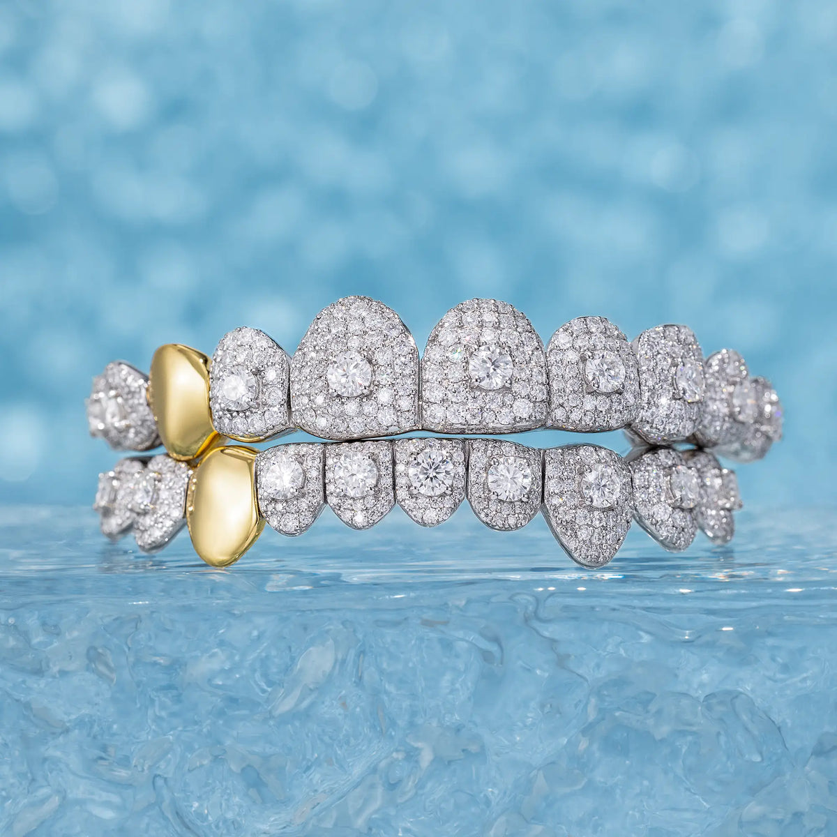 16 Pointer Stone On Center w Gold Fang Grillz – ICEGIANT