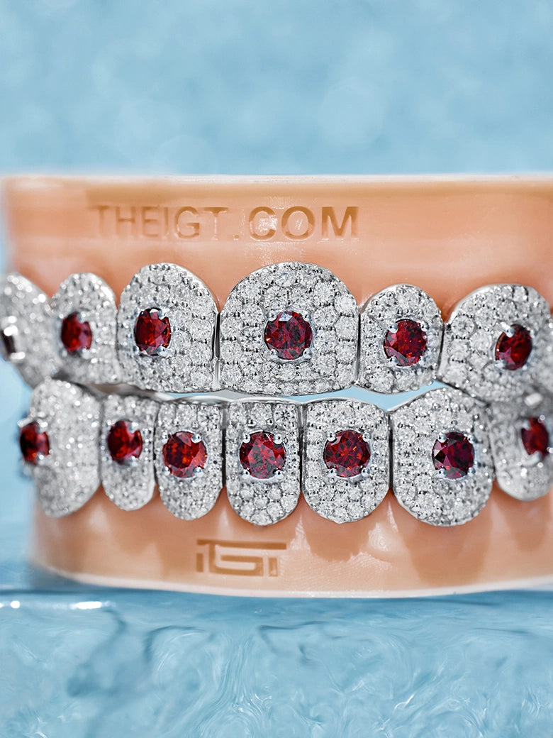 CUSTOM RIMLESS SET RED GEMSTONE GRILLZ – ICEGIANT