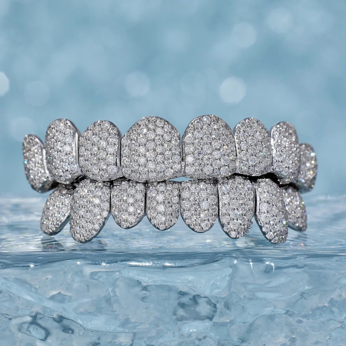 CUSTOM FULLY ICED HONEYCOMB RIMLESS SETTING GRILLZ – ICEGIANT