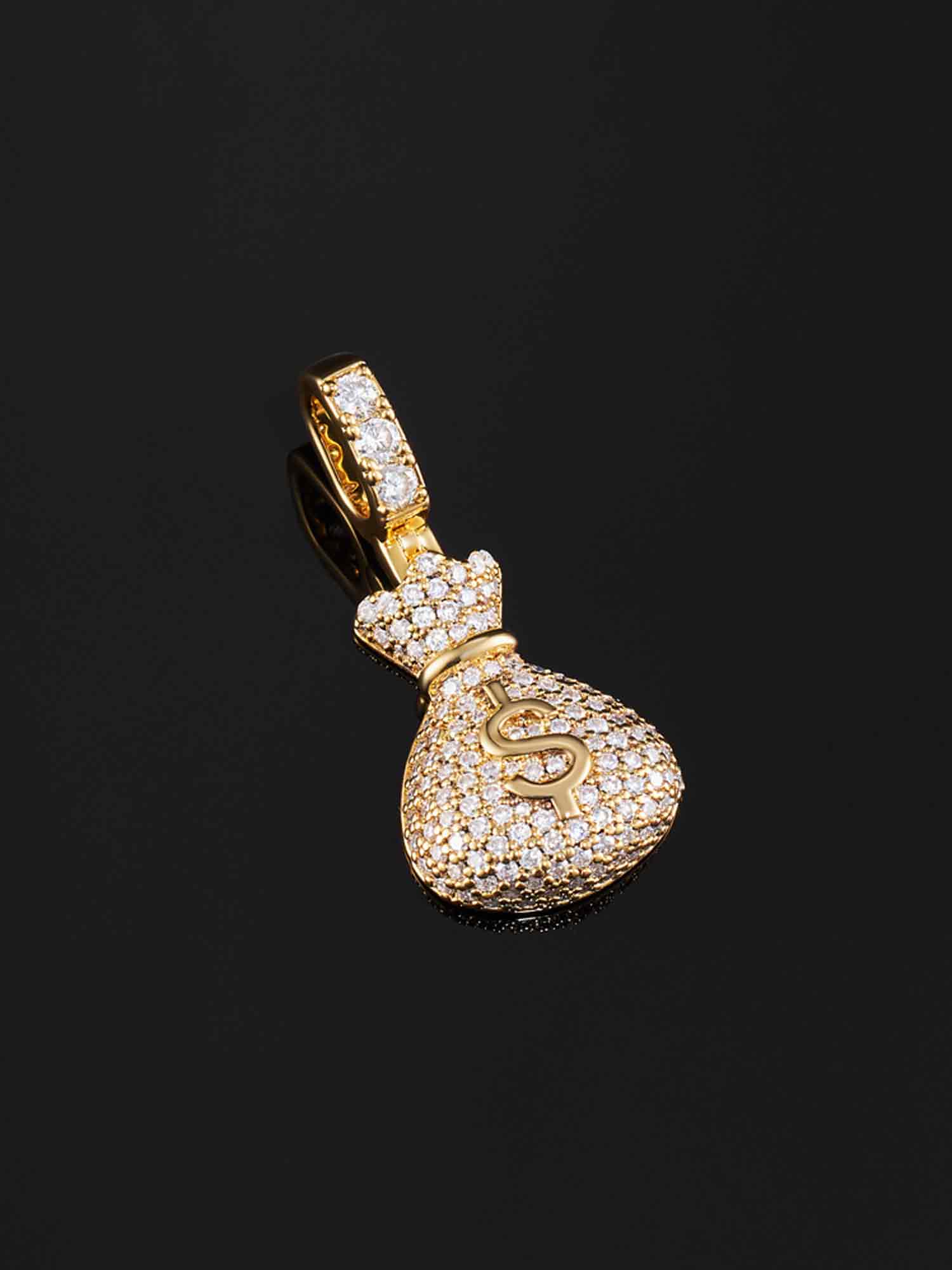 Solid Gold Diamond Money Bag Pendant - 10K, 14K, 18K Gold – ICEGIANT