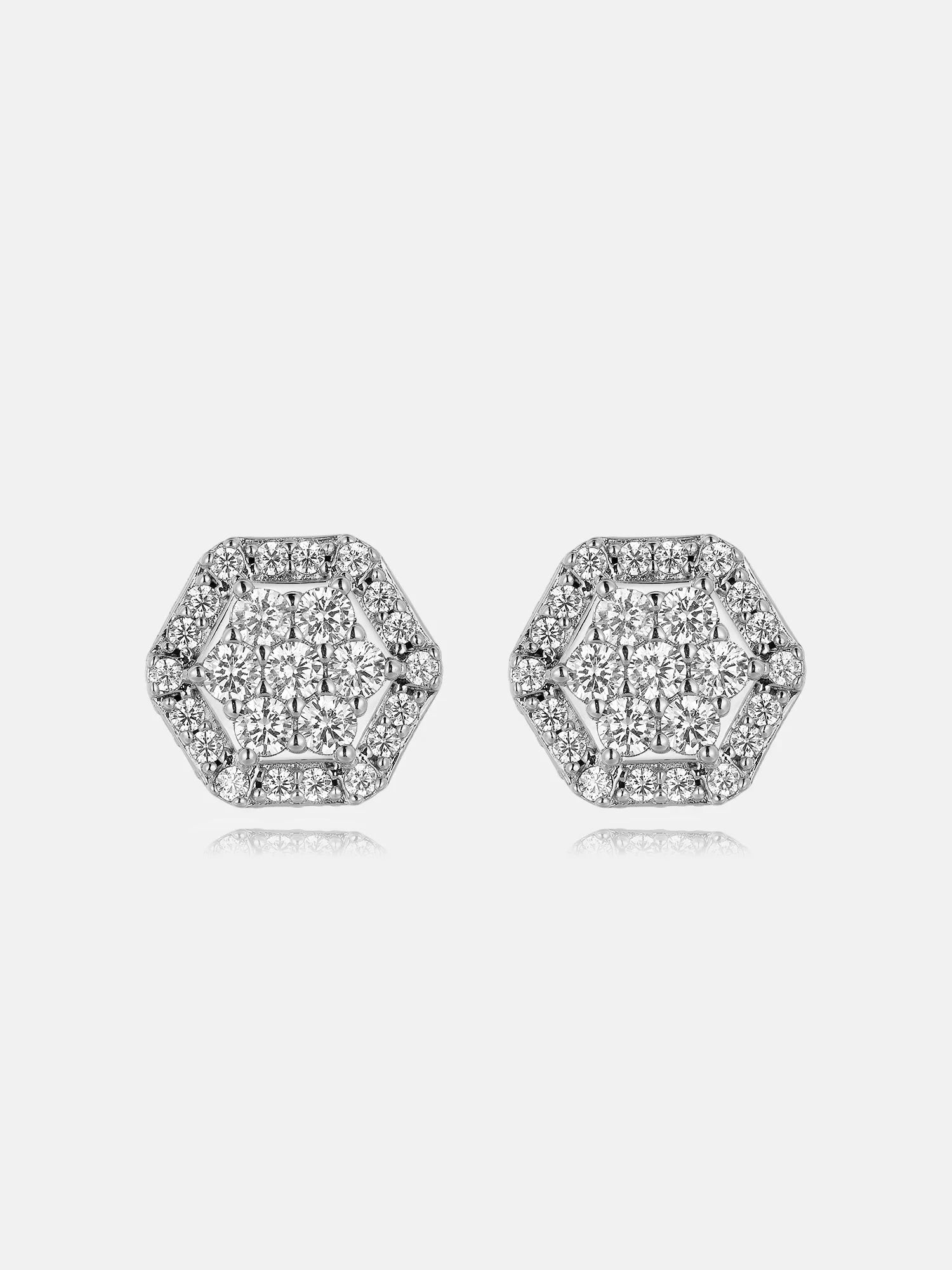 Moissanite Hextagon Shape Pave Cluster Stud Earrings | ICEGIANT