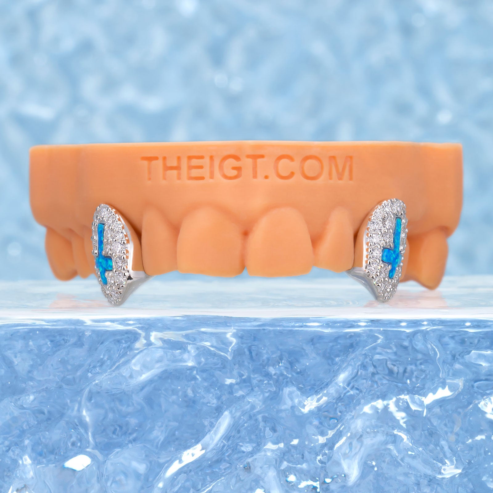 Opal Inverted Cross Tooth Caps - Moissanite Grillz | ICEGIANT