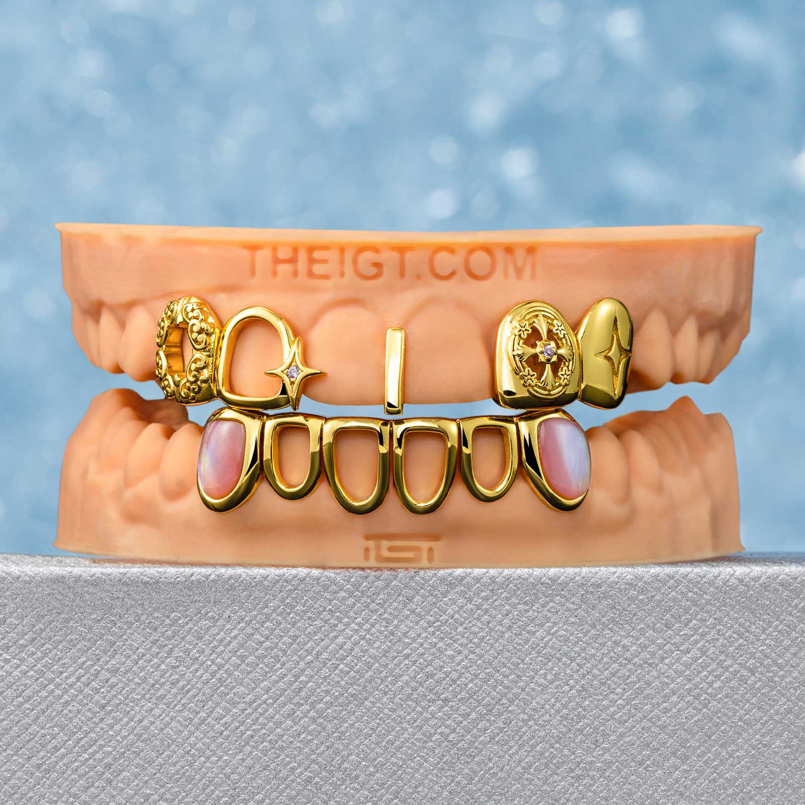Open Face Pink Shell Grillz: Premium Custom Grillz| ICEGIANT