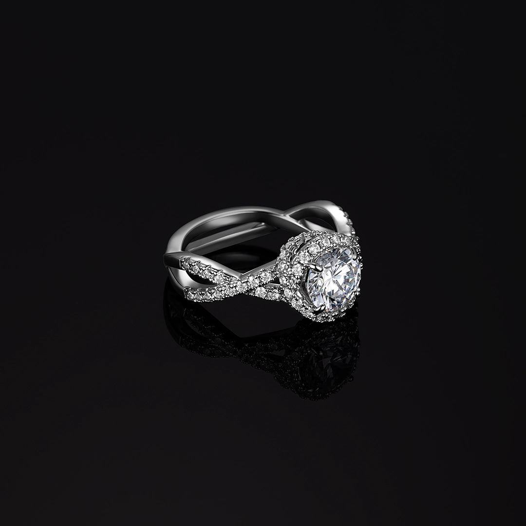 Classic Twist Halo Moissanite Engagement Ring – ICEGIANT